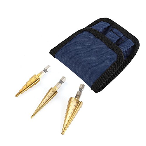 3-12/4-12/4-20mm High Speed Steel Step Drill Bit, 3Pcs Cone Hex Shank Plating Drill, Ideal for Cutting Holes
