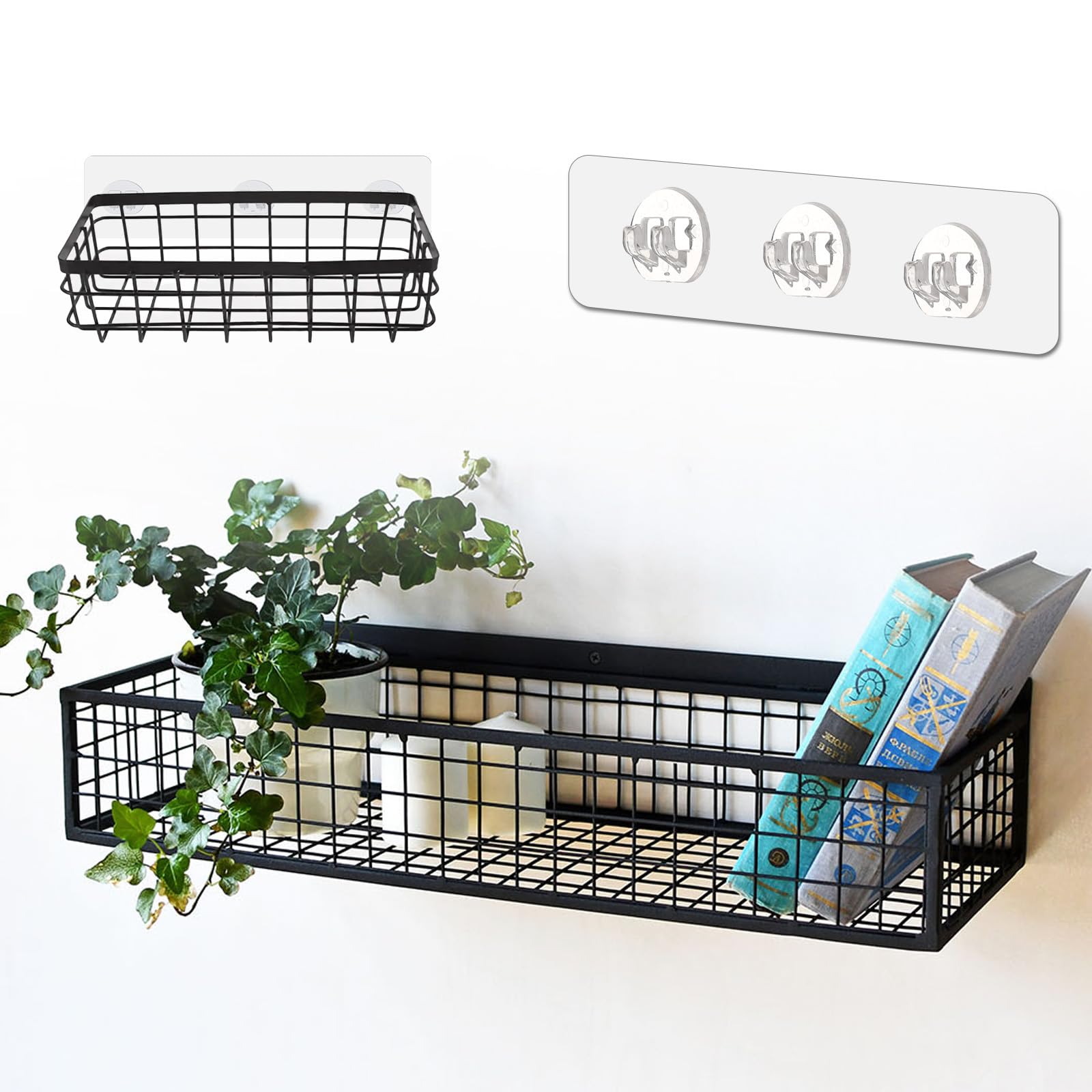 6 Pcs Shower Caddy Adhesive Replacement Shower Adhesive Hooks Waterproof Strong Adhesive Wall Hooks No Drilling Organizer for Bathroom Storage Shelves and Kitchen Racks