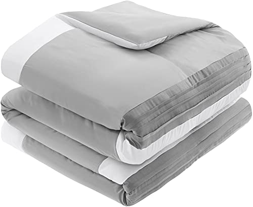 Comfort Spaces Malcom Cozy Comforter Set - Modern Trendy Design, All Season Down Alternative Bedding, Matching Shams, Hotel Deluxe Gray, Queen