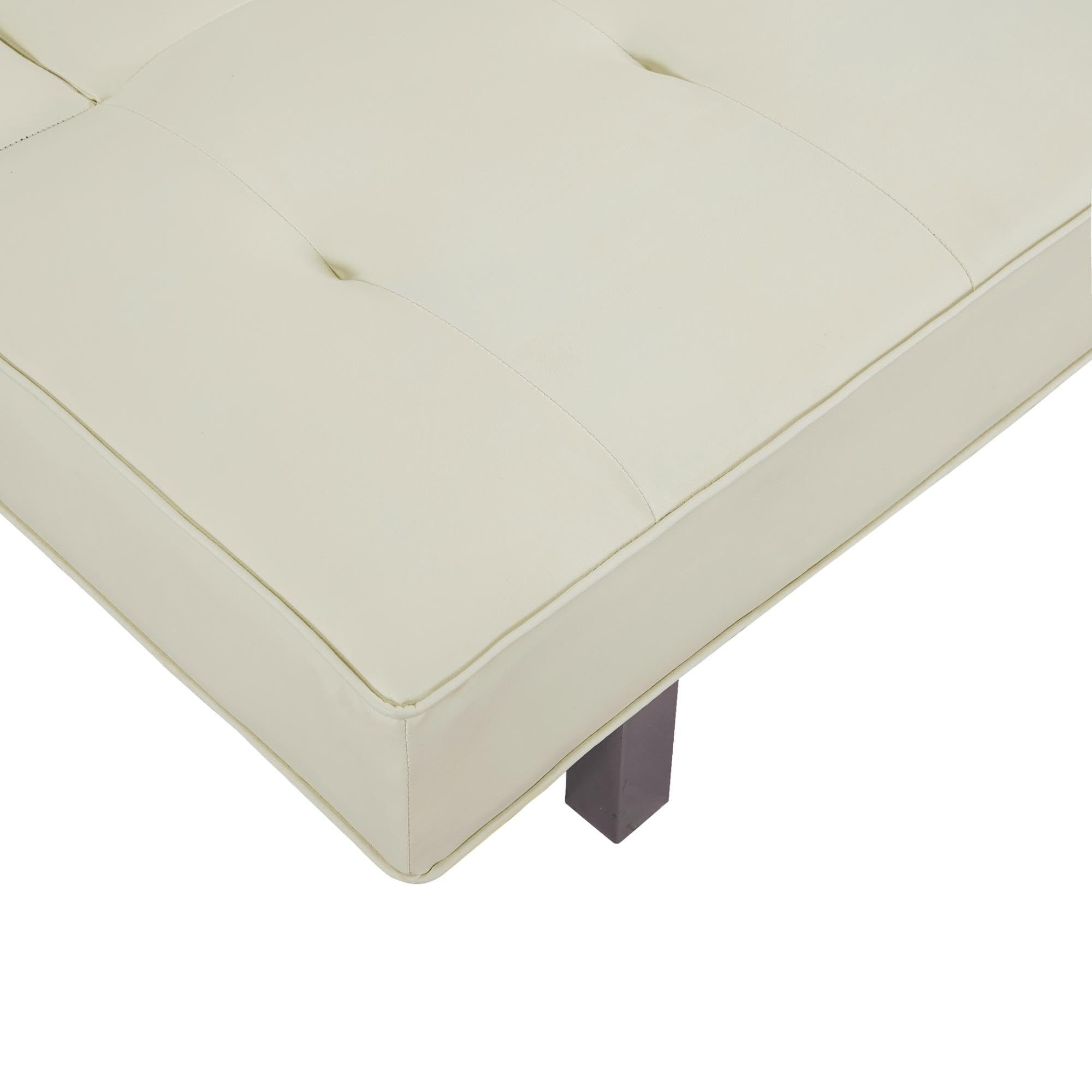Astrid Futon Sofa Bed Faux Leather Futon Couch Modern Convertible Folding Sofa/Bed Couch with Chrome Legs Reclining Mini Coach Leather Futons Small Couch for Bedroom Living Rooms, Office - Cream