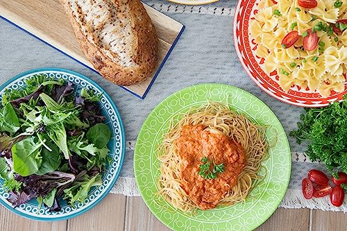 Annovero Dinner Plate Set - Set of 6 Dinnerware for Salad, Dessert, Pasta, Entrées, Colorful Stoneware Dishes for Kitchen, Microwave and Oven Safe, 10.5 Inch Diameter