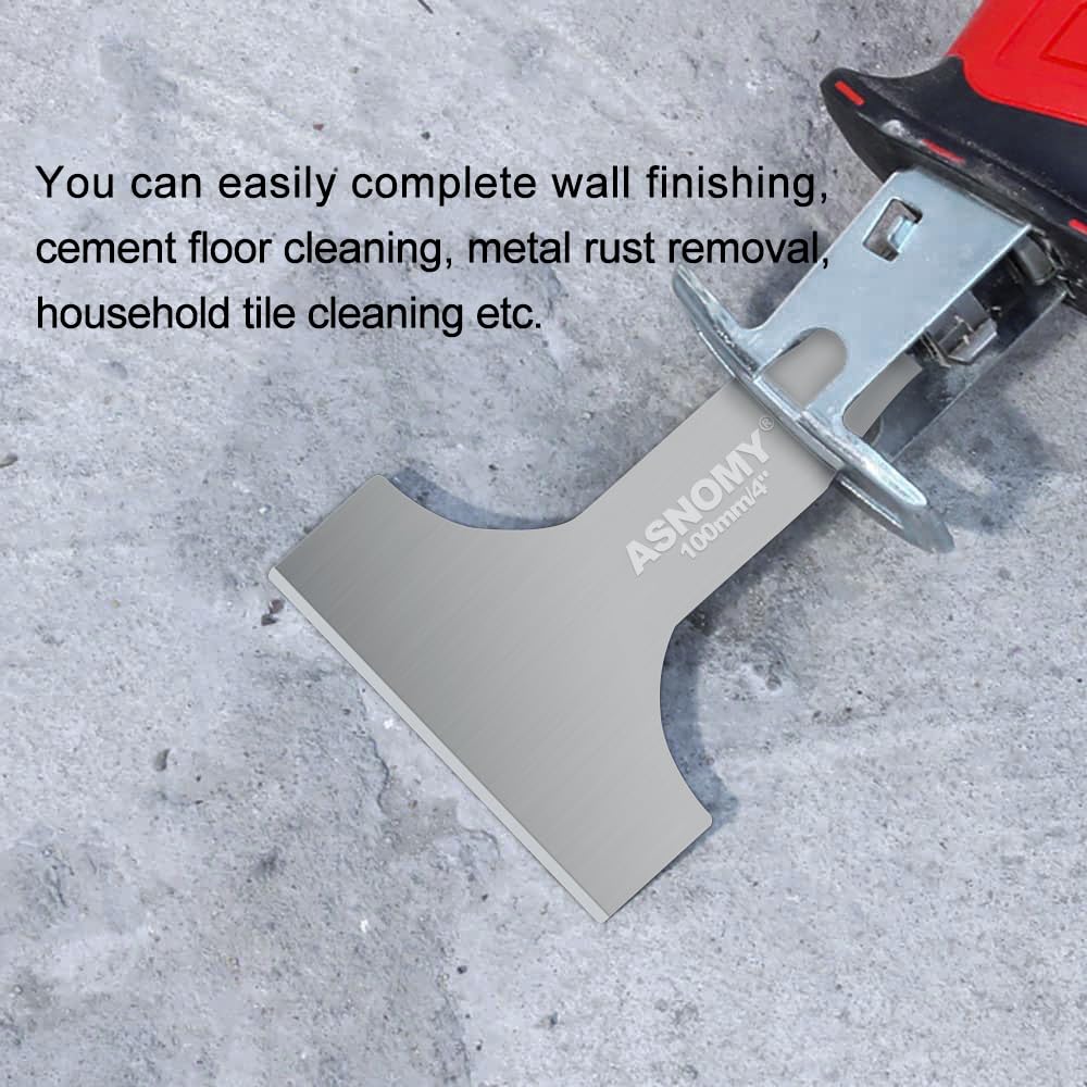 ASNOMY 4PCS Reciprocating Saw Scraper Blade, Multifunctional Stainless Steel Electric Scraper Tile Cleaning Tools for Concrete Floor, Wall Cleaning, Metal derusting