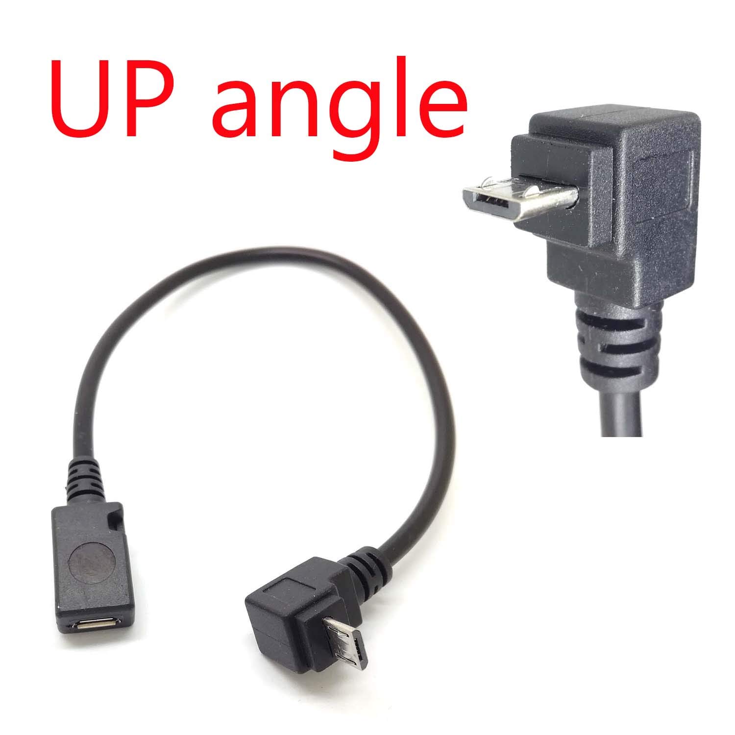 GuangMaoBo 90° Degree Angle 26CM USB Micro B 5P Female to 5P Male Left Right Down Up Angled Extension Cable Adapter for Phone Charger Data Sync Tablet Cord Adaptor