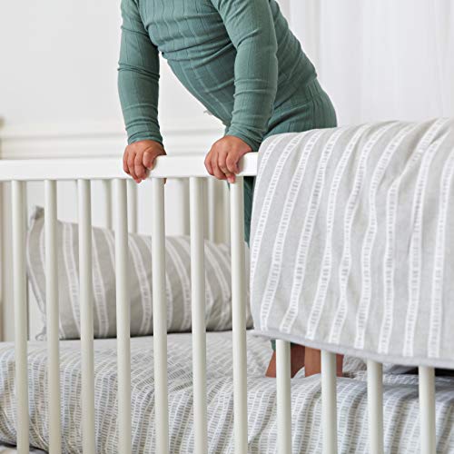 Ely's & Co. Baby Crib Bedding Sets for Boys and Girls β 4 Piece Set Includes Crib Sheet, Quilted Blanket, Crib Skirt and Baby Pillowcase β Grey Bamboo Design