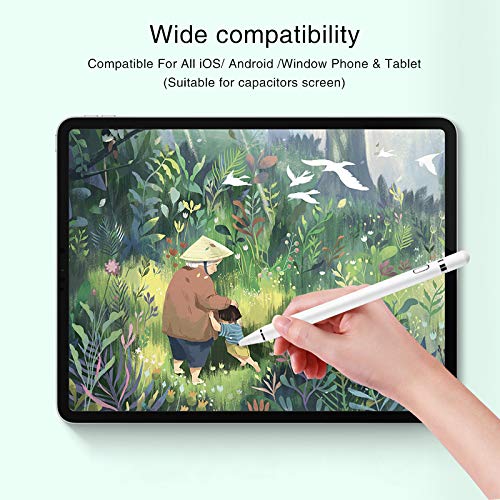 Stylus Pens for Touch Screens, Active Pencil Smart Digital Pens Rechargeable Fine Point Stylist Compatible with Apple iPad and Other Tablets (White)
