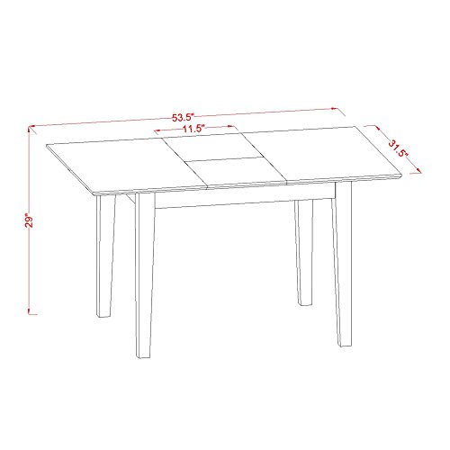 East West Furniture NOBO5-OAK-W Dining Set, 5-Piece