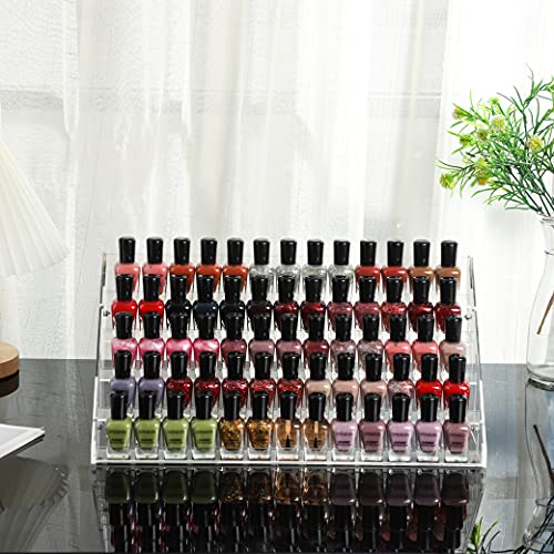 Cq acrylic Nail Polish Holder Organizer Clear Acrylic Nail Polish Tray Fingernail Polish Display case 5 layers 72 Bottles Essential Oils Holder Sunglasses Eyewear Organizer Display Case