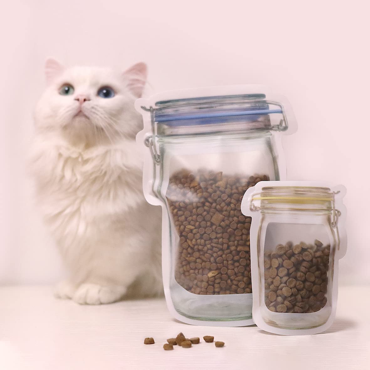 30Pcs Mason Jar Ziplock Bags-Size:15 * 9.5cm- Reusable Airtight Seal Food Storage Bags for Kitchen,Camping,Travel By Amber&Sean(Small)