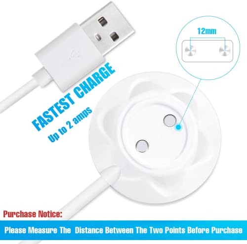 AREYTECO Rose Charger, Standing Magnetic Charging Stations, Durable Magnetic Rose Adapter Fast Charging Cord 2.5 FT, Endpoint Center Spacing 0.47 Inch/12mm, Replacement Charging Cord - White