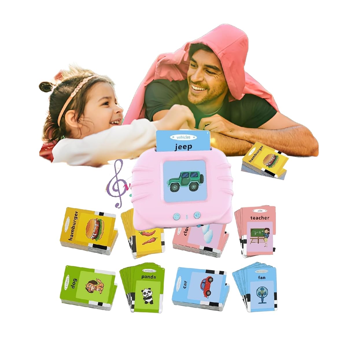 Toys for Ages 2-4 Talking Flash Cards for Toddlers 1-3,Preschool Learning Activities Flashcards,Educational Learning Kids Toys Boys 3-5 Or 3 Year Old Girl Gifts to Promote Speak and Spell (Pink)