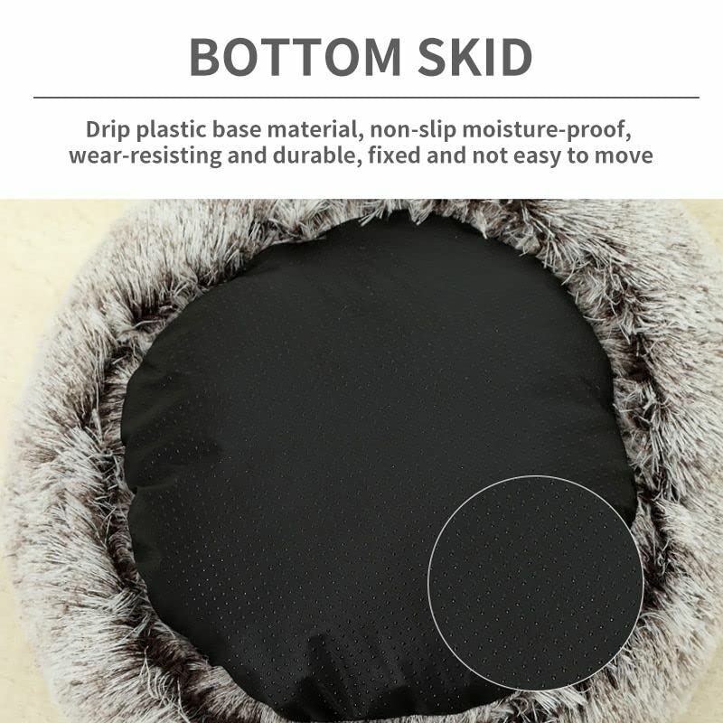 Geizire Small Dog Bed & Cat Bed, Round Donut Calming Cat Beds, Anti-Anxiety Cave Bed with Hooded Blanket for Warmth and Security - Machine Washable, Water/Dirt Resistant Base (Up 6 Pound)
