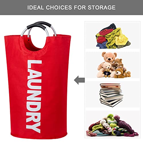 82L Large Laundry Basket Collapsible Fabric Laundry Hamper Foldable Clothes Bag Folding Washing Bin Red, L