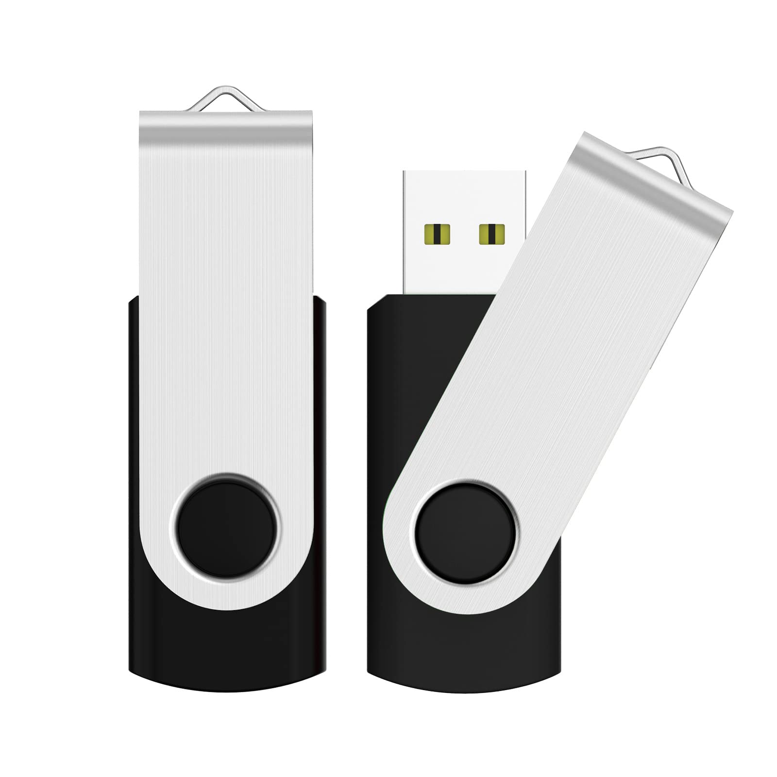 JUANWE 64GB USB Flash Drives 2 Pack Thumb Drives USB 2.0 Jump Drive Swivel USB Memory Stick Keychain Design, with LED Indicator, Black