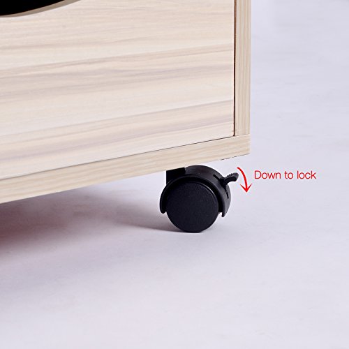 Emall Life Upgraded Multifunctional Height Adjustable Overbed End Table Wooden Nightstand with Swivel Top, Storage Drawers, Wheels and Open Shelf, 3 Colors (Black Walnut)
