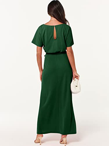 ANRABESS Women's Batwing Sleeve Tie Waist Long Dresses Formal Party Wedding Guest Side Split Maxi Dress A951-shenlv-L