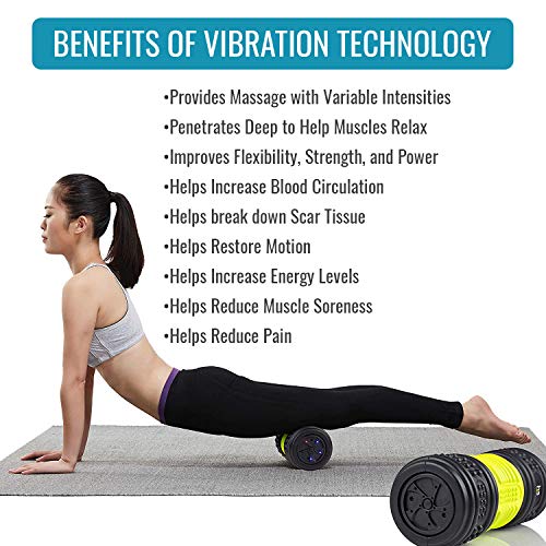 HealthSmart Vibrating Foam Roller, FSA & HSA Eligible Massage Roller and Muscle Roller for Exercise and Physical Therapy with Four Speed Vibrations and Deep Tissue Massage, Firm Density