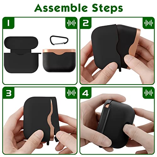 Geekria Silicone Case Cover Compatible with Sony WF-1000XM3 True Wireless Earbuds, Earphones Skin Cover, Protective Carrying Case with Keychain Hook, Charging Port Accessible (Black)