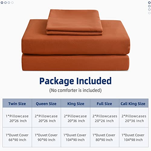 Argstar 3 Pcs Caramel Bowtie Duvet Cover Set California King, Burnt Orange Duvet Cover with Bowknots, 100% Microfiber Soft Rust Comforter Cover with Ties (1 Terracotta Duvet Cover, 2 Pillowcases)