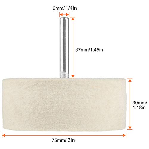 75 mm Felt Polishing Buffing Wheel, 3 inch Wool Polishing Wheel for use with Cerium Oxide Polishing Powder By STARVAST