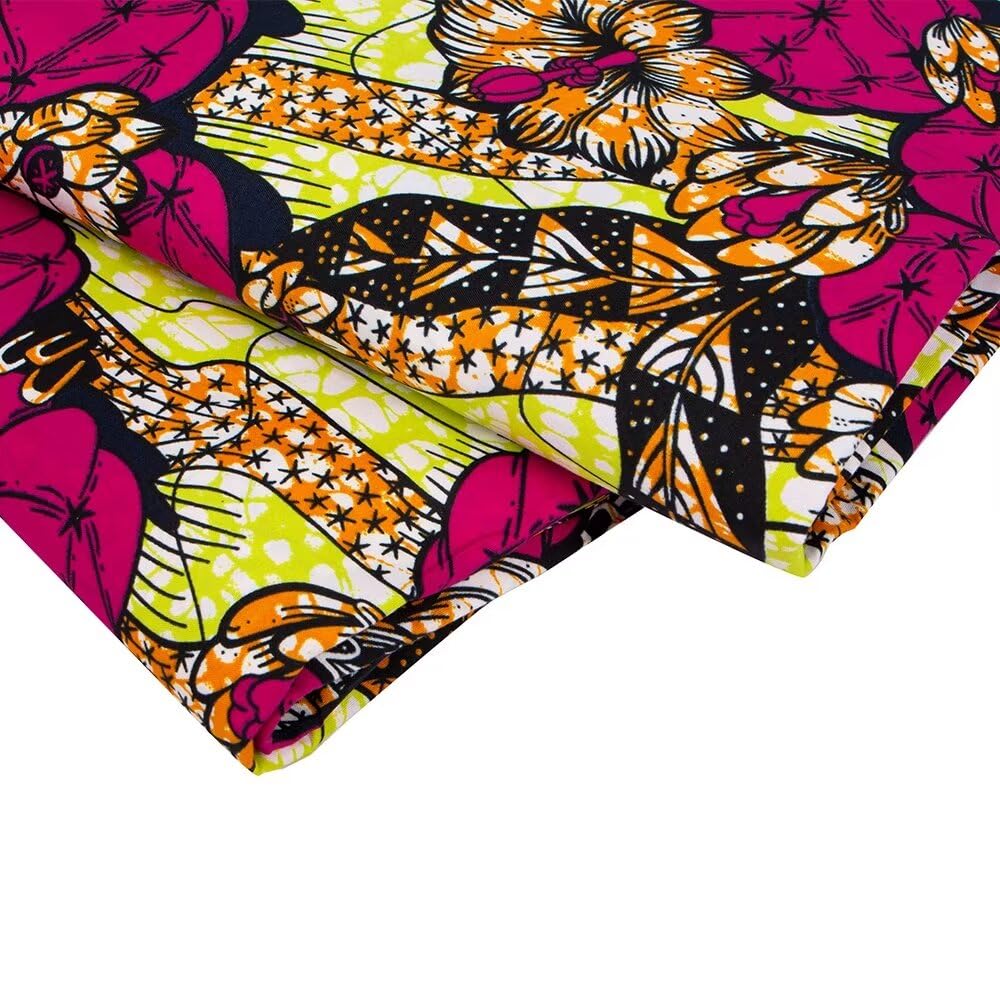 6 Yards Kente African Fabrics Bright Color Polyester African Cloth by Yard Ankara Fabric Sewing for Crafts