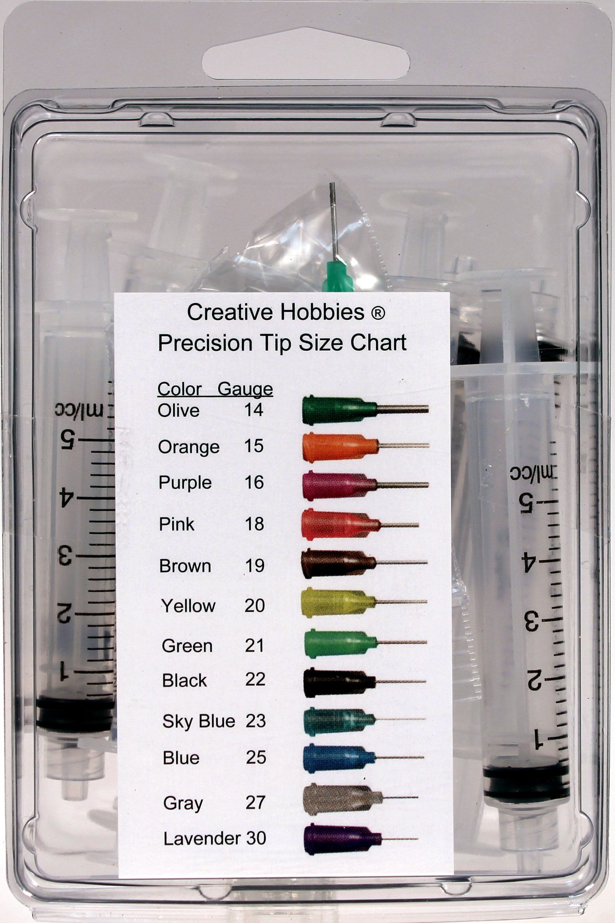Creative Hobbies® Glue Applicator Syringe for Flatback Rhinestones & Hobby Crafts, 5 Ml with Assorted Large Gauges of Precision Tips - Value Pack of 10