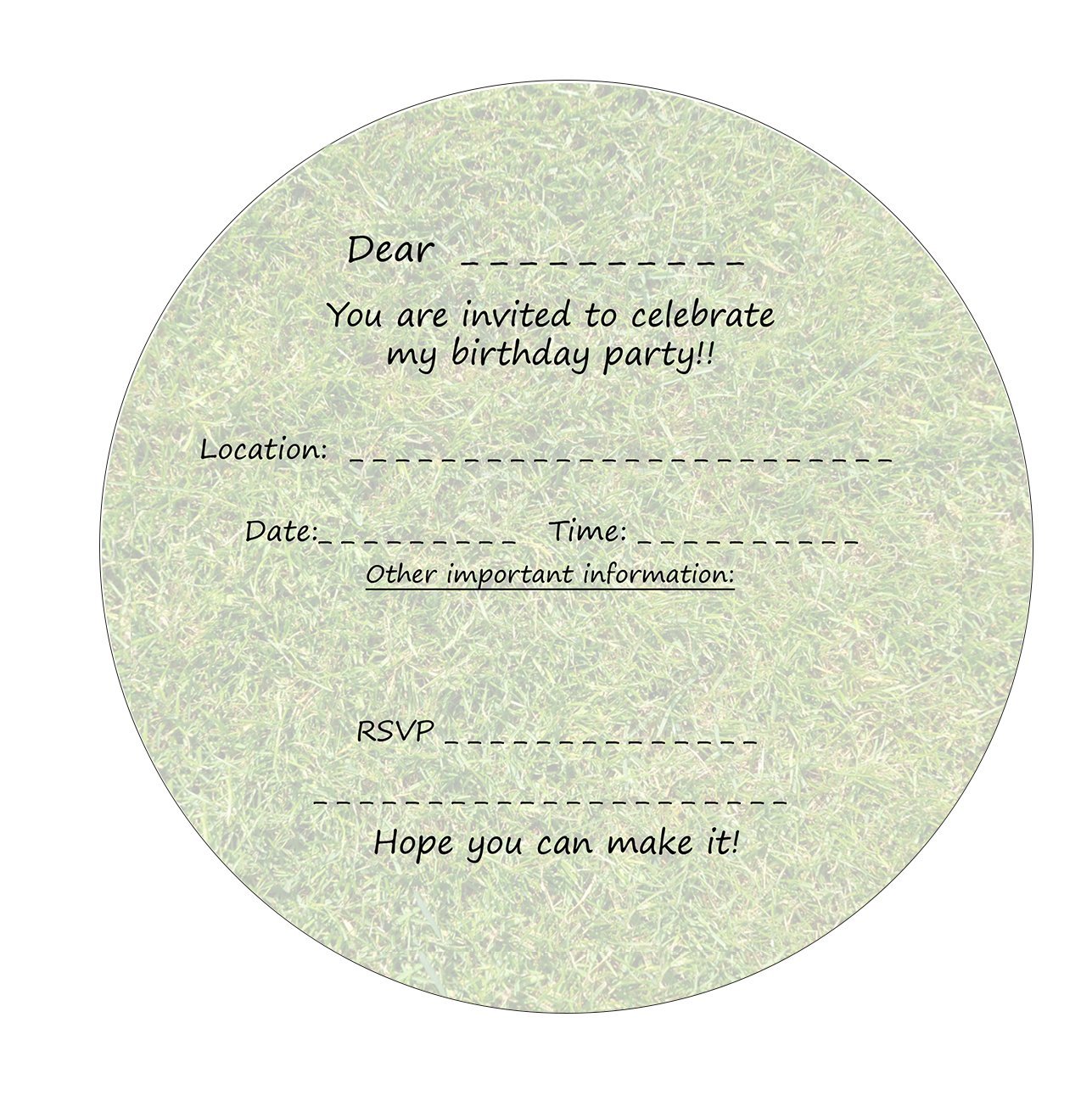 30 x Round Soccer Invites for Kids Birthday Party Invitations Without Envelopes