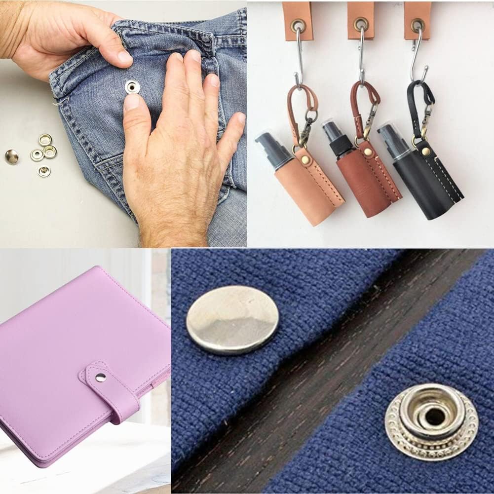 200 Pieces Stainless Steel Snap Fastener Kit, BetterJonny 15mm Heavy Duty Snap Button Press Stud Cap with Pliers and 3 Setting Tools for Marine Boat Canvas Bag Leather DIY Craft