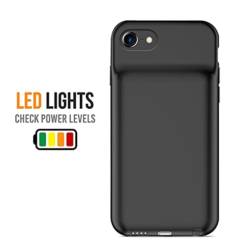 Battery Case for iPhone SE 3/6/6s/7/8/SE 2020, [6500mAh] Rechargeable Smart Extended Charging Case Compatible with iPhone SE 3/6/6s/7/8/SE 2020 (4.7 inch) Backup Power Battery Pack Charger Case-Black
