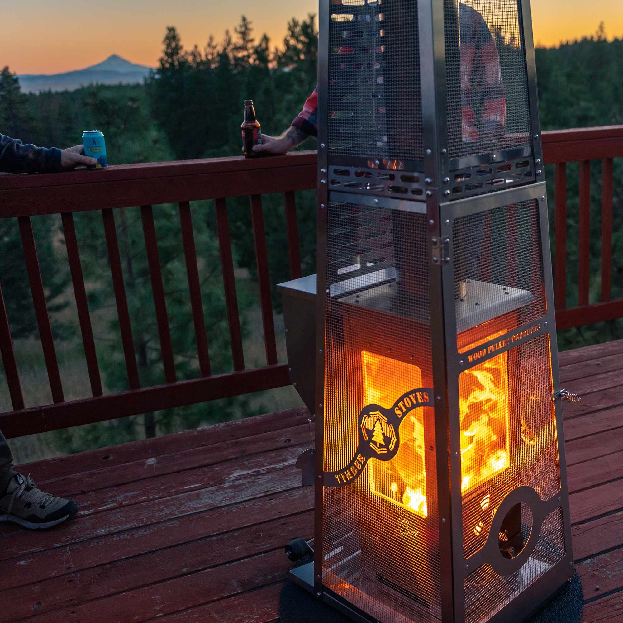 90,000 BTU Stainless Steel Outdoor patio Heater, 12 Ft Heating Radius, Wood Pellet Fired (Big Timber Elite | Revere Edition))