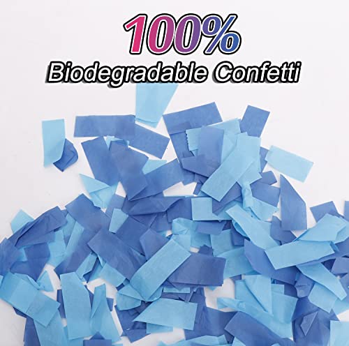 Gender Reveal Blue Confetti Cannon, DOUKEE Biodegradable Navy and Blue Tissue Confetti Poppers for Boy Baby Shower Party Favors, 2 PK (12 in)