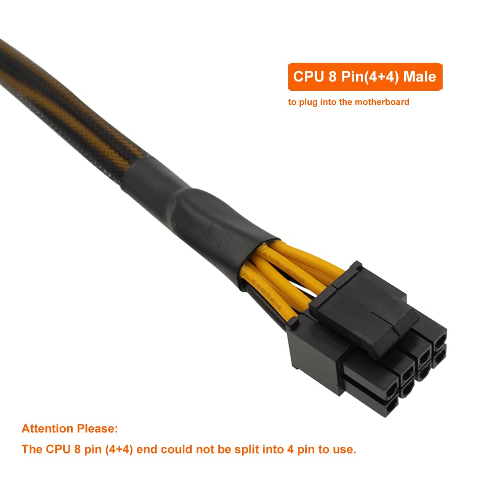 YEZriler (2-Pack) Molex to 8 Pin CPU Power Cable, LP4 Molex Male to CPU 8 Pin (4+4) EPS-12V Power Adapter Converter Sleeved 20.8-inch (53cm)