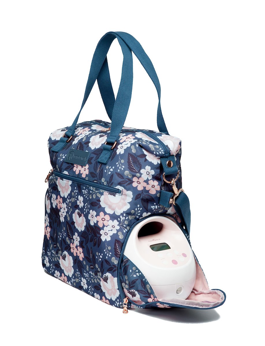 Sarah Wells Lizzy Breast Pump Bag - Compatible with Spectra, Medela, and More - Insulated Cooler Pocket (Le Floral)