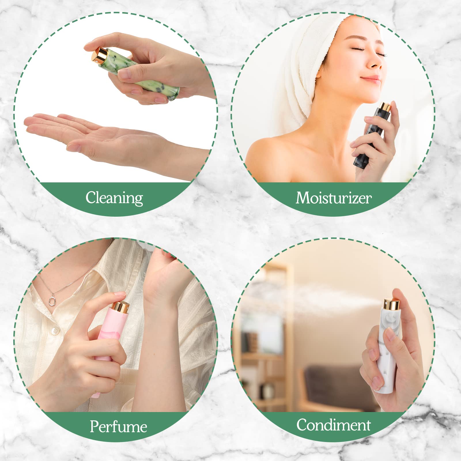 4 Pcs 10 ml Perfume Atomizer Refillable Cologne Containers Mini Travel Perfume Bottle Refillable Atomizer Sprayer Perfume Pocket Dispenser Spray Empty Bottle for Women Men, Multi Marble Style
