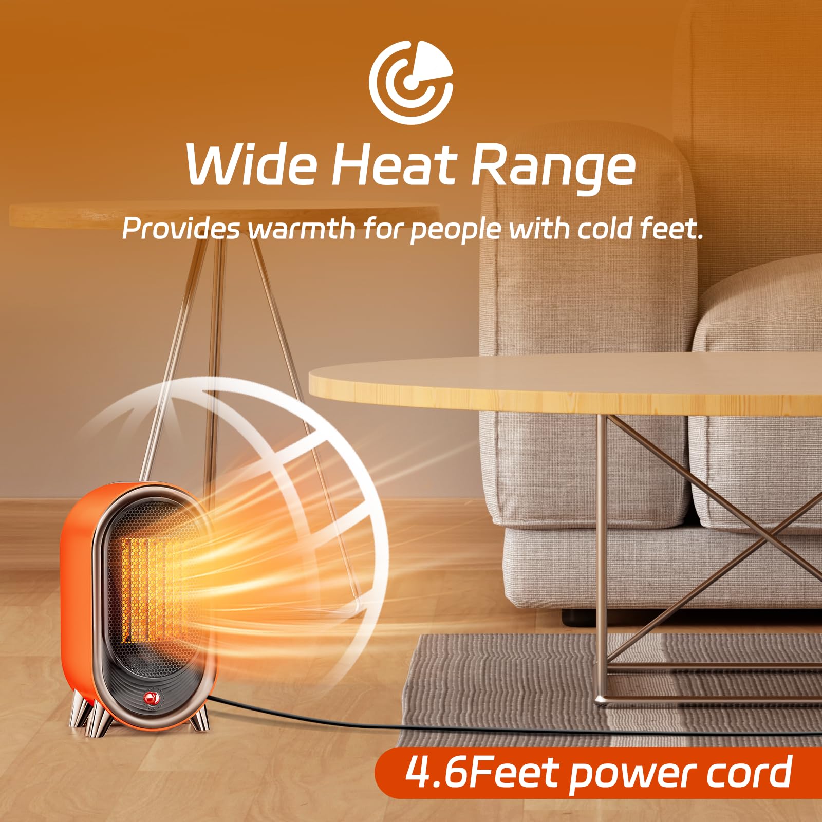 Electric Portable Space Heater - 1500W Adjustable PTC Fast Heating Ceramic Heater Features Timer and Oscillation, Mini Heater with Remote Control for Bedroom,Desk,Office and Indoor Use (Black) 1