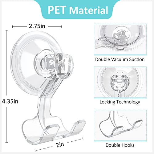 VIS'V Suction Razor Hooks, Clear Removable Suction Cup Razor Holder Shower Wall Heavy Duty Suction Shaver Holder Bathroom Kitchen Suction Hooks for Razor Towel Loofah Utensils Plug Wreath - 2 Pcs