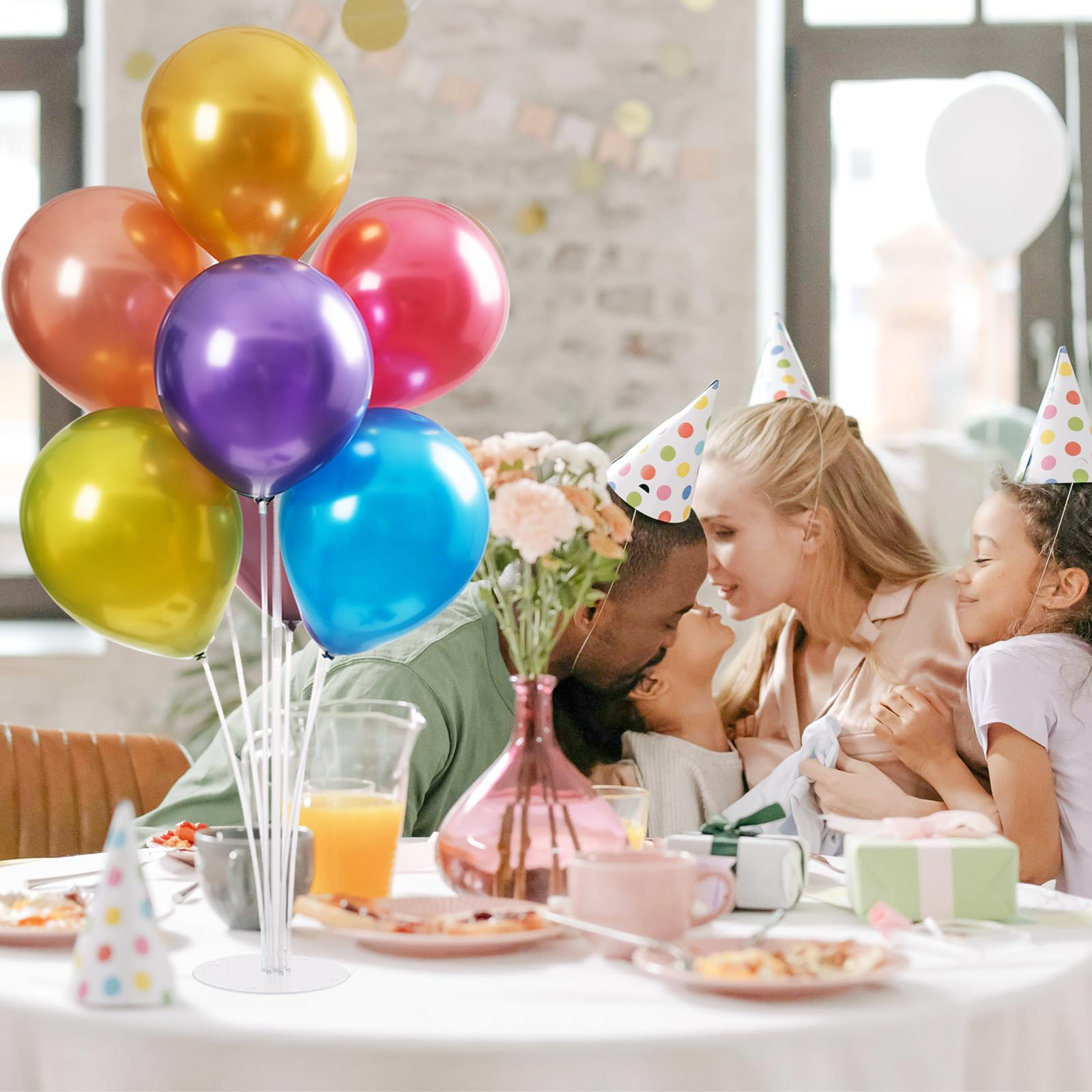 8 Sets Balloon Stand Kits, Balloon Sticks with Base for Table Birthday Wedding Anniversary Graduation Baby Shower Gender Reveal Party Decorations