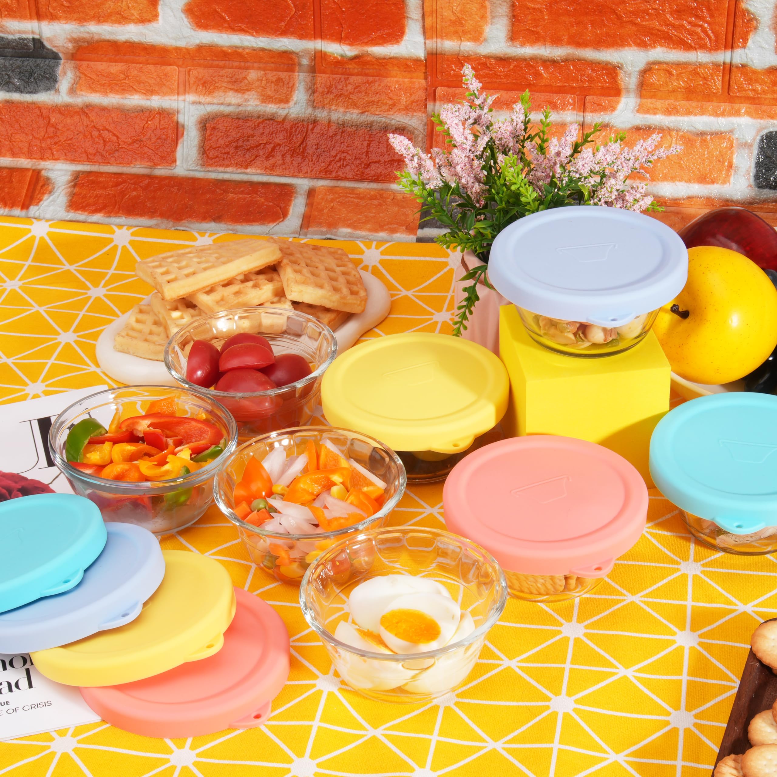 4 PCS Silicone Replacement Lids for Pyrex and Anchor Hocking Glass Custard Cups 6oz, Silicone Lids for Food Storage, Food Cover, Dishwasher Freezer Microwave Safe (Containers NOT Included)