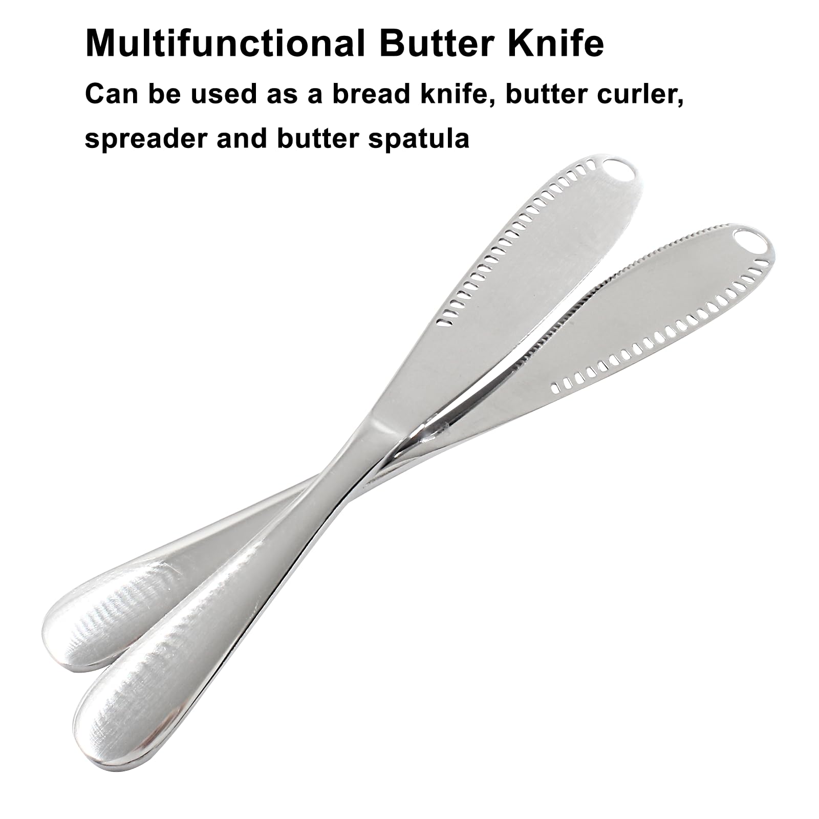 Coufce Butter Spreader Knife 3 in 1 Kitchen Knife Gadget Stainless Steel Butter Knives Cream Cheese Spreader, Slicer and Curler with Serrations