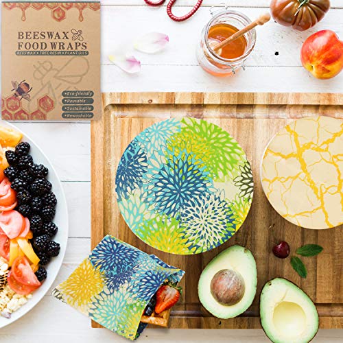 Reusable Beeswax Wrap Bees wax Food Storage Wraps – 6 Packs Eco Friendly Cotton Wrapping(Green)