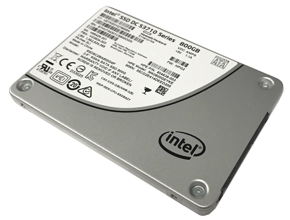 HP 804638-003 Intel DC S3710 Series 800GB 2.5-inch 7mm SATA III MLC (6.0Gb/s) Internal Solid State Drive (SSD) SSDSC2BA800G4P Model MK0800GEYKE - New OEM w/ 5 Years Warranty