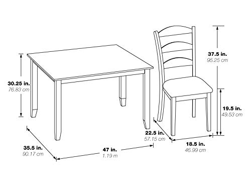 OSP Home Furnishings West Lake Dining Table Set, 5-Piece, Antique Finish Natural Top and Grey Base with Charcoal Fabric