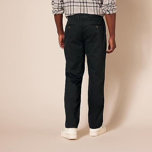 Amazon Essentials Men's Classic-Fit Wrinkle-Resistant Flat-Front Chino Pant (Available in Big & Tall), Black, 32W x 32L