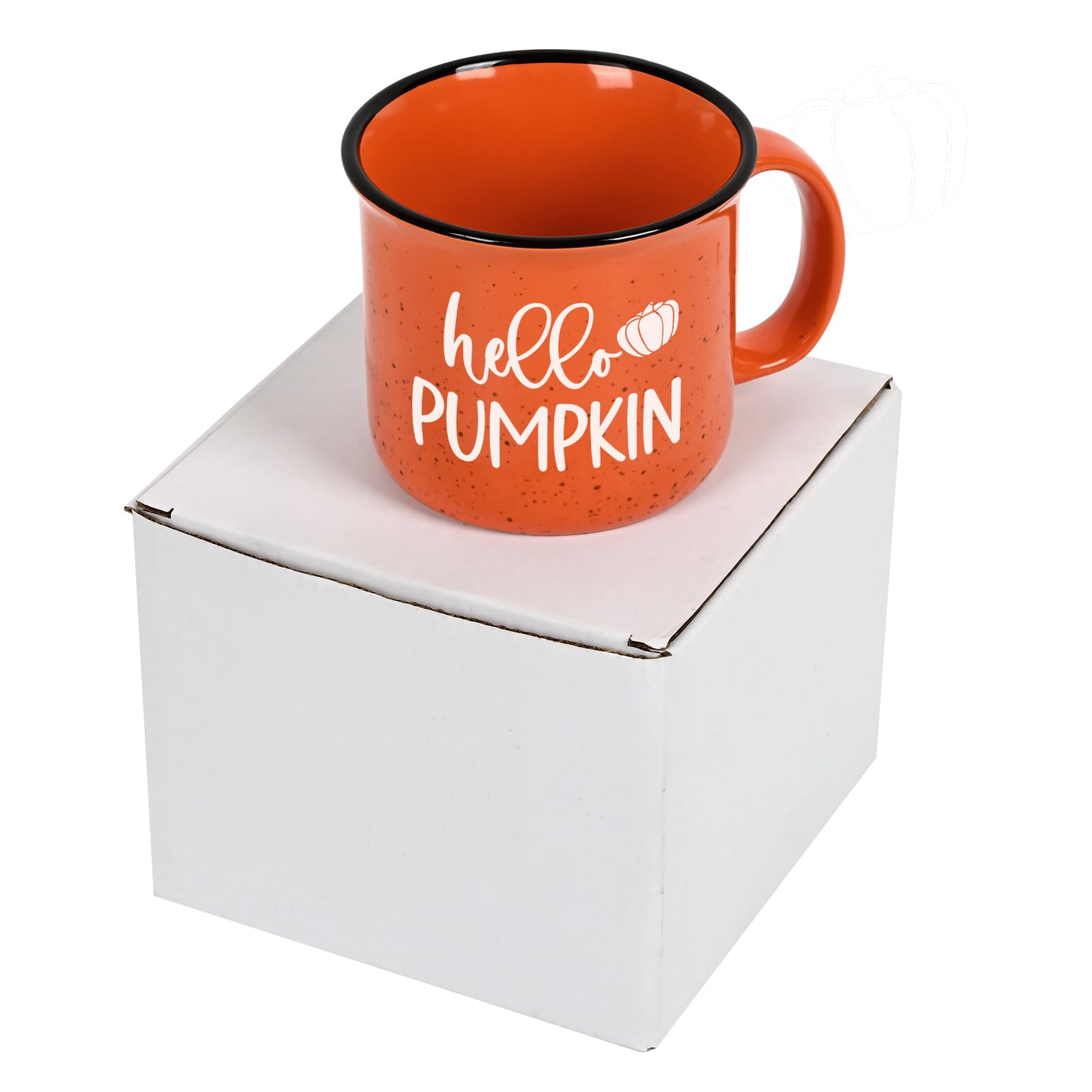 Maustic Fall Coffee Mug, Hello Pumpkin Mug, Pumpkin Coffee Mug, Fall Mug, Fall Seasonal Decor, Great Campfire Mug for Home, Camping, Perfect for Fall, Thanksgiving, Cute Pumpkin Cup 15 Oz
