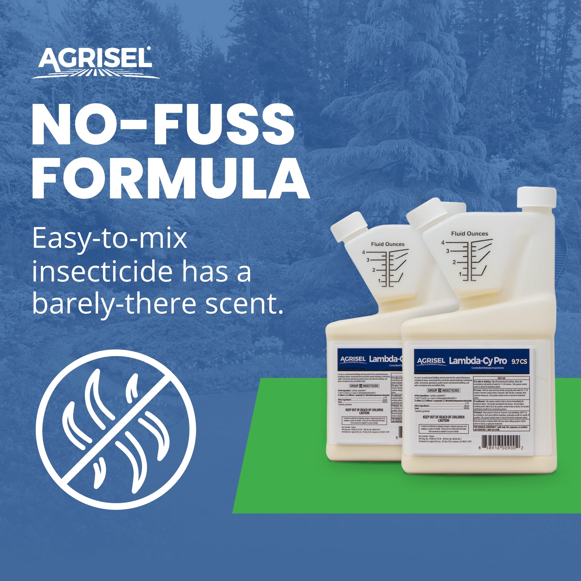 Agrisel Lambda-Cy Pro 9.7 CS Insect/Pest Control Safe for Poultry Houses, Residential & Commercial, Effective Against 55 Pests, Outdoor/Indoor, Includes 3-Pack of Agrisel Protective Gloves, 32 Ounces