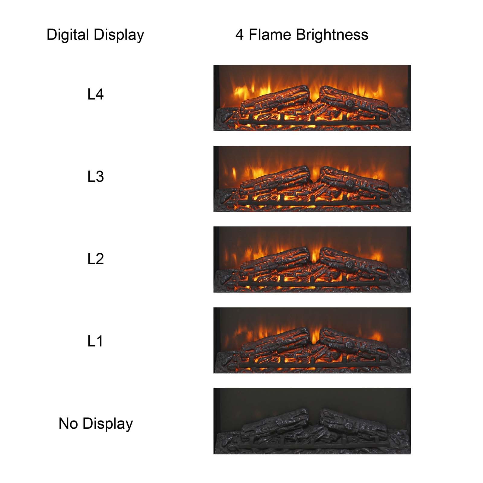 23" Electric Fireplace Insert, TV Stand Cabinet Recessed Fireplace Heater with Remote & Panel Control, 4 Flame Brightness, 8H Timer, Overheating Protection, 1400W Faux Fireplace for Home (23 inch)