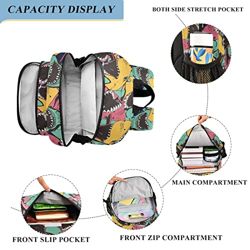 ALAZA Angry Shark Sea Animal Laptop Backpack Purse for Women Men Travel Bag Casual Daypack with Compartment & Multiple Pockets