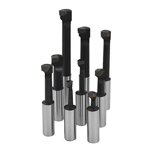 9pcs 2" Boring Head R8 Shank 1/2" Carbide Boring Bar Set Milling