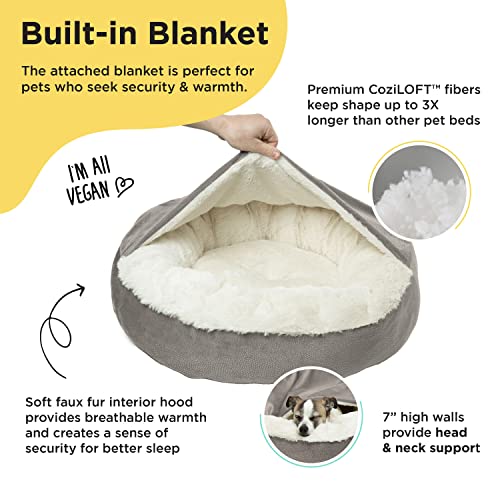 Best Friends by Sheri Cozy Cuddler Ilan Microfiber Hooded Blanket Cat and Dog Bed in Gray 23"x23"