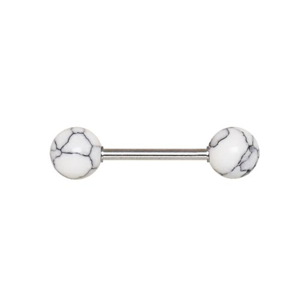 316L Stainless Steel WildKlass Nipple Bar with Synthetic Stone (14GA 9/16" Pink/Blue)