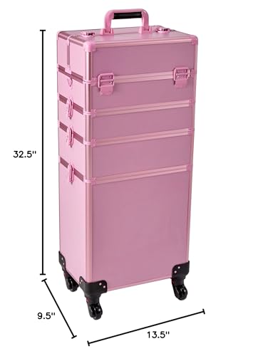 Train Case Rolling 5-in-1 with nail polish holder Portable Makeup Professional Cosmetic Organizer Makeup Traveling case Trolley Cart Trunk